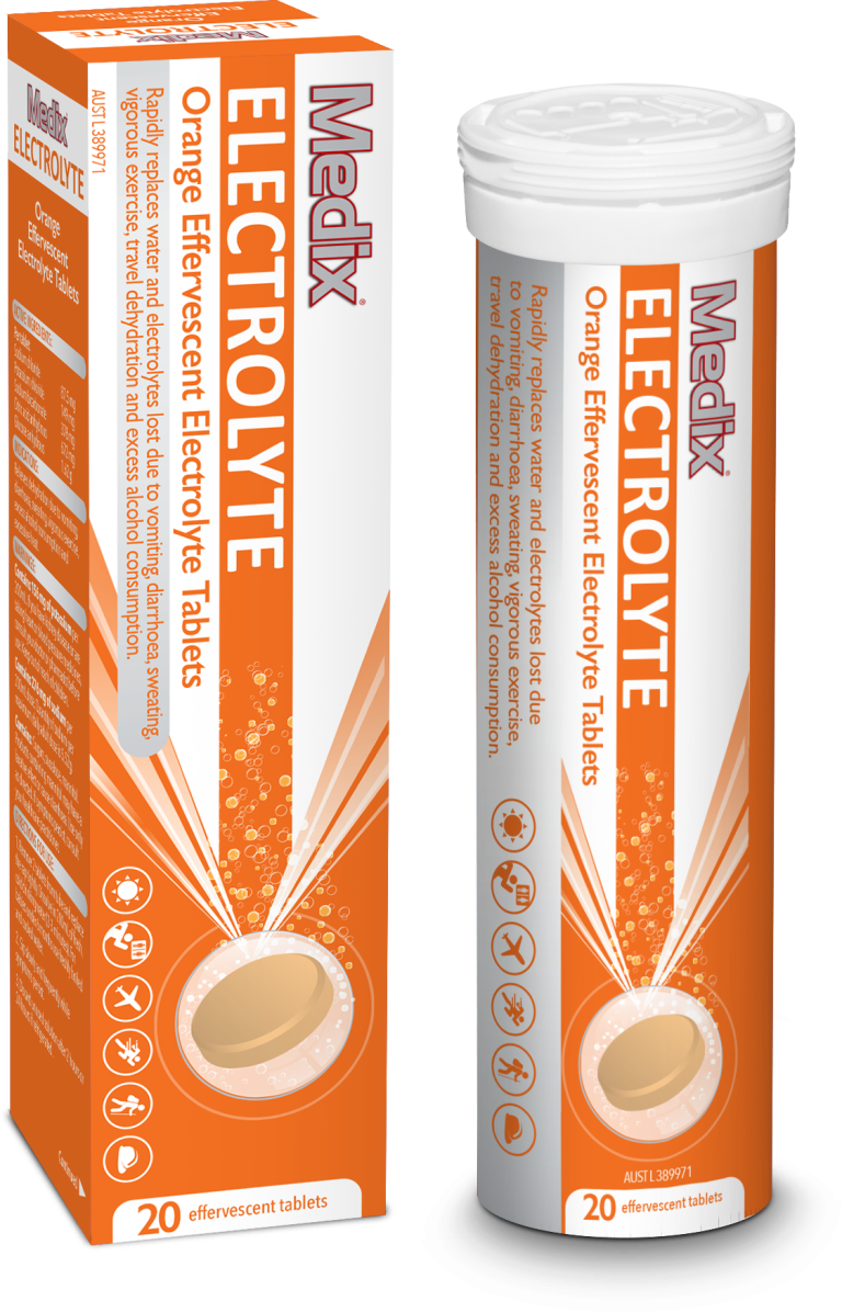 Medix Electrolyte Orange Effervescent Electrolyte Tablets 20pk - Nova ...